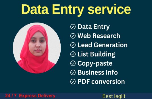 Data Entry, Copy-paste, Web Research & Lead | Legiit