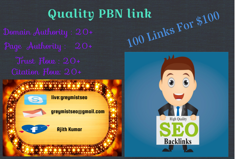 Quality PBN Links DA 20+, TF 20+, -[100 PBN Links @ $100 ONLY] | Legiit