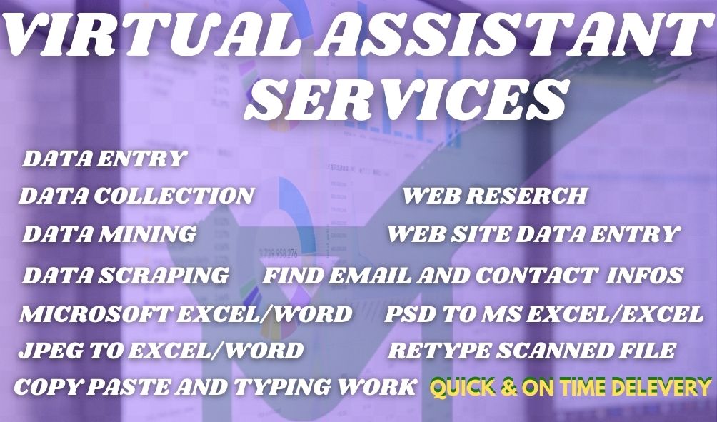 Your Virtual Assistant And All Kinds Of Data Entry Will Work | Legiit