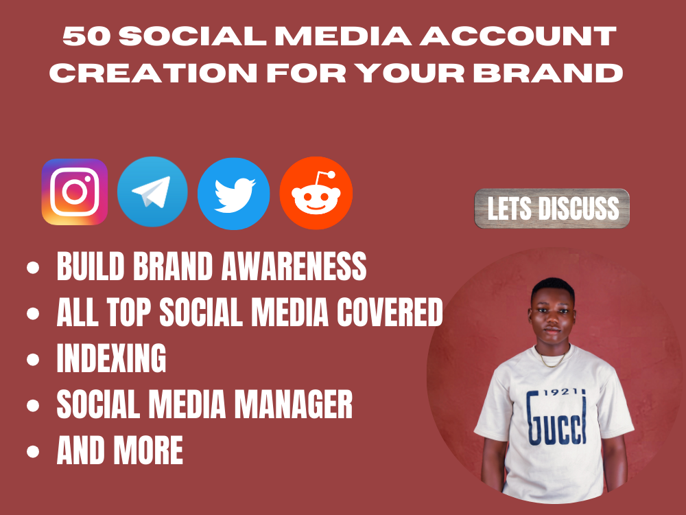 Create 50 Social Media Profile For Brand Creation | Legiit