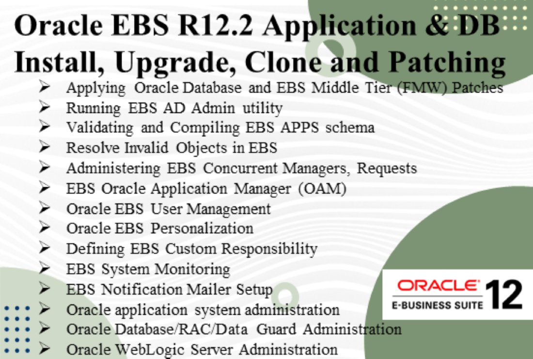 ORACLE EBS R12 INSTALL, UPGRADE, CLONING, PATCHING | Legiit