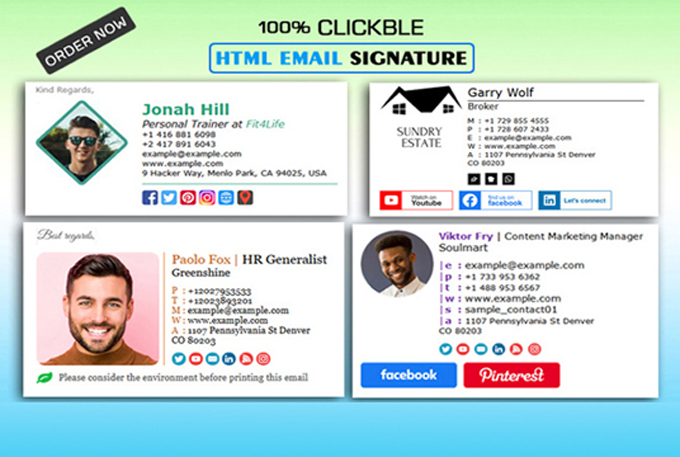 Design Clickable Html Email Signature | Legiit