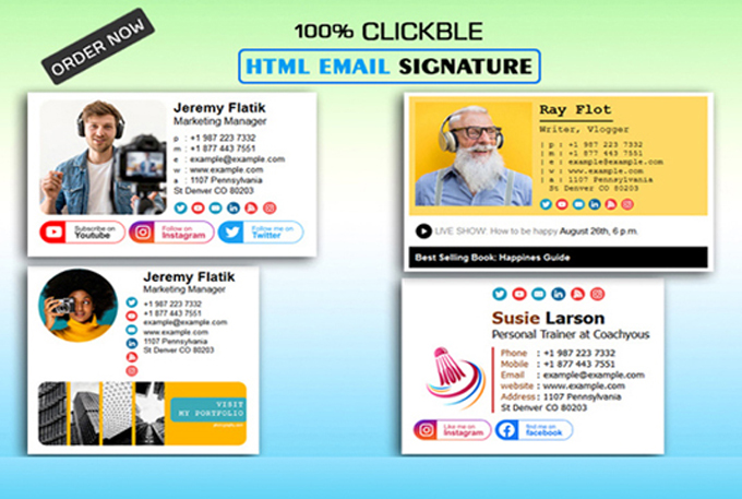 Design Clickable Html Email Signature | Legiit