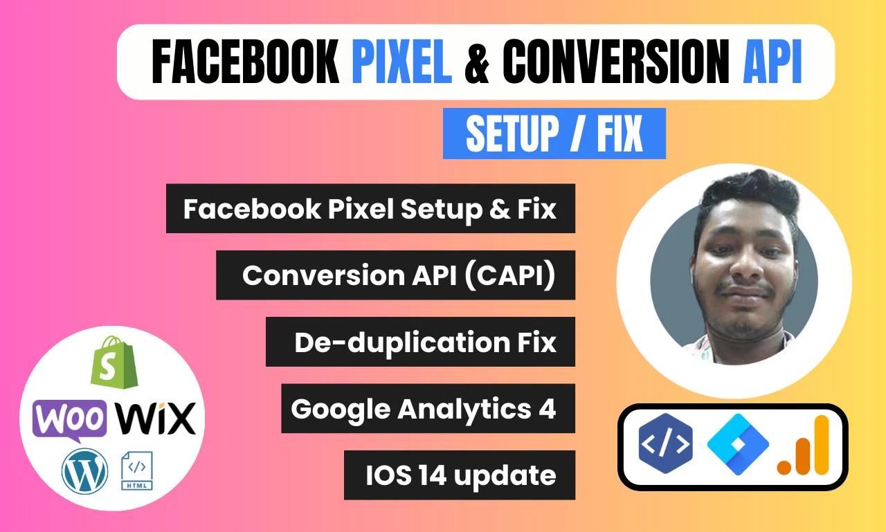 Setup or fix Facebook Pixel Conversion API,GA4, Google Ads Conversion