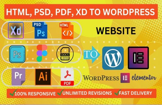Convert PSD Figma HTML Wix PDF Image To WordPress | Legiit