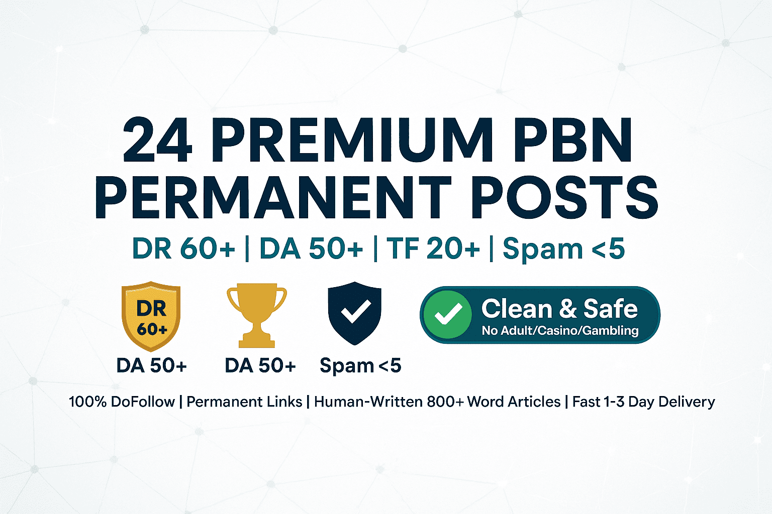 24 Premium PBN Permanent Post - High 60+ DR