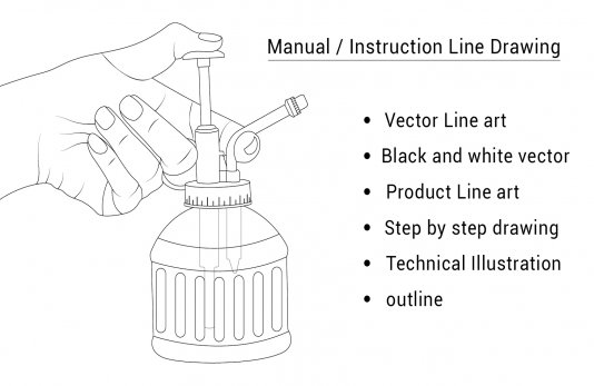 Product Vector Line Art Instruction Line Drawing | Legiit