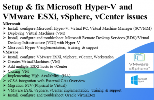 Setup And Fix VMware ESXi, VCenter, MS Hyper-V | Legiit