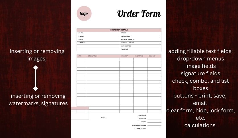 Create Fillable PDF Form, Order Form, Invoice | Legiit