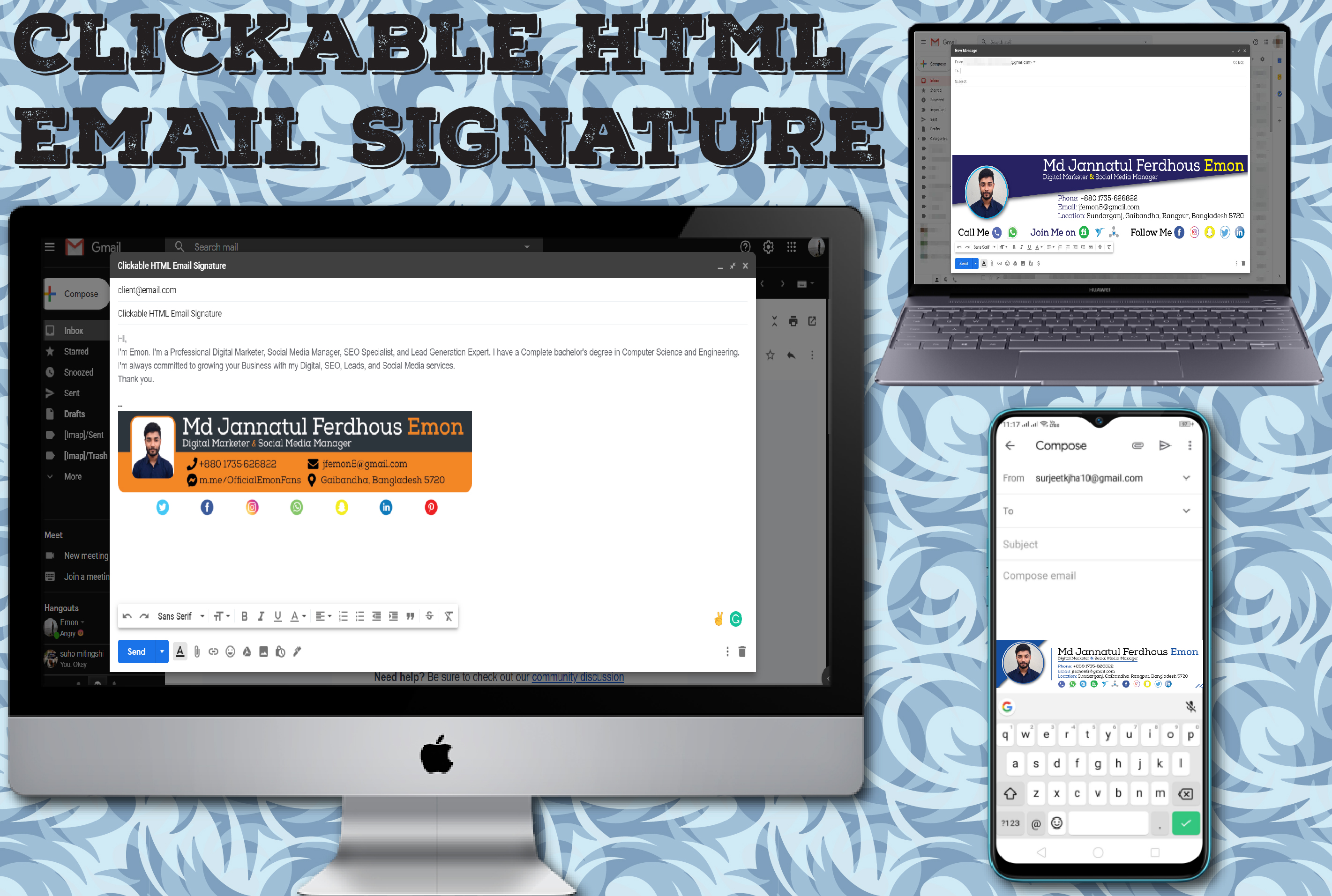 Design And Code Professional Clickable HTML Email Signature | Legiit