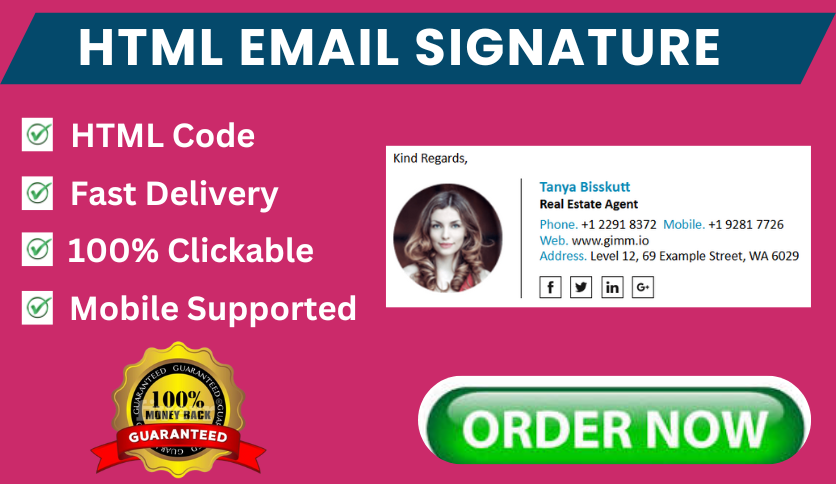 Clickable HTML Email Signature | Legiit
