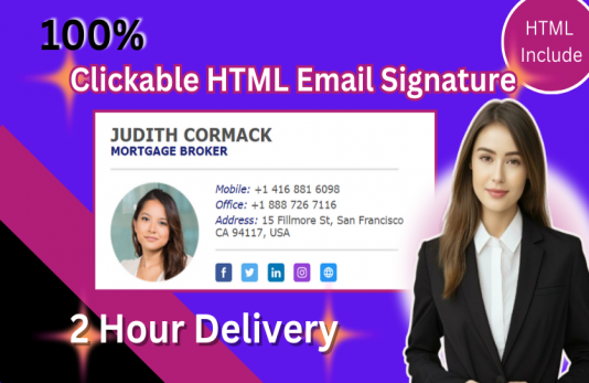 Design Professional Clickable HTML Email Signature | Legiit