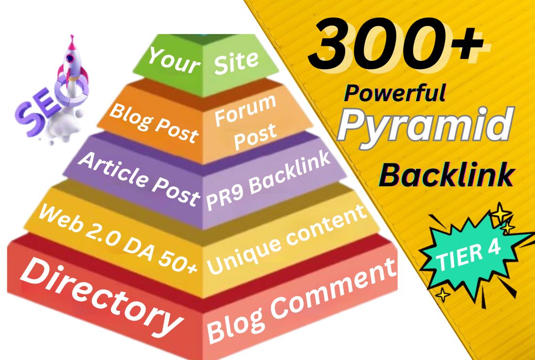 Powerful 4-Tier Pyramid Backlink For Top Website | Legiit