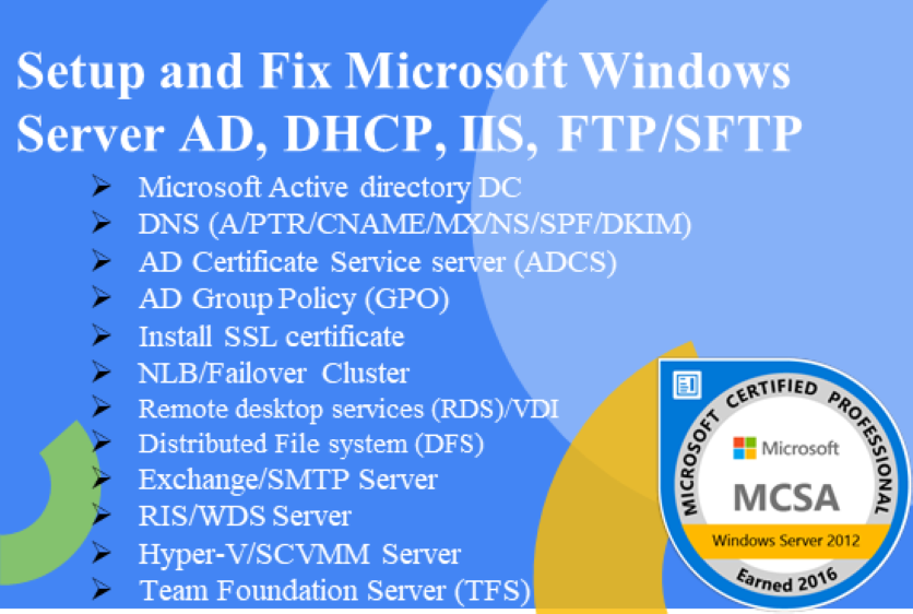 Setup Microsoft Windows Server AD, GPO, DNS, IIS | Legiit