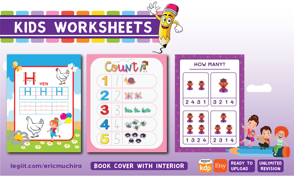 Kids Coloring Book, Kids Activity, Worksheets | Legiit