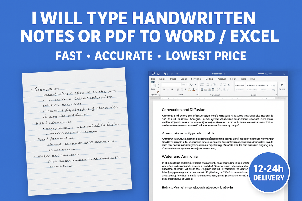 Type Handwritten Notes In Word Or Excel | Legiit