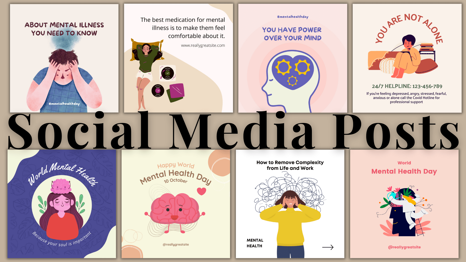 Mental Health Editable Social Media Template, Editable In Canva | Legiit