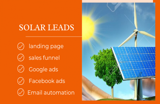 SOLAR LEADS GENERATION LANDING PAGE SALES FUNNEL | Legiit